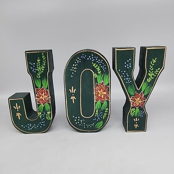 Holiday | Vintage Hand Painted Wooden Joy Blocks Christmas 6 Tall ...